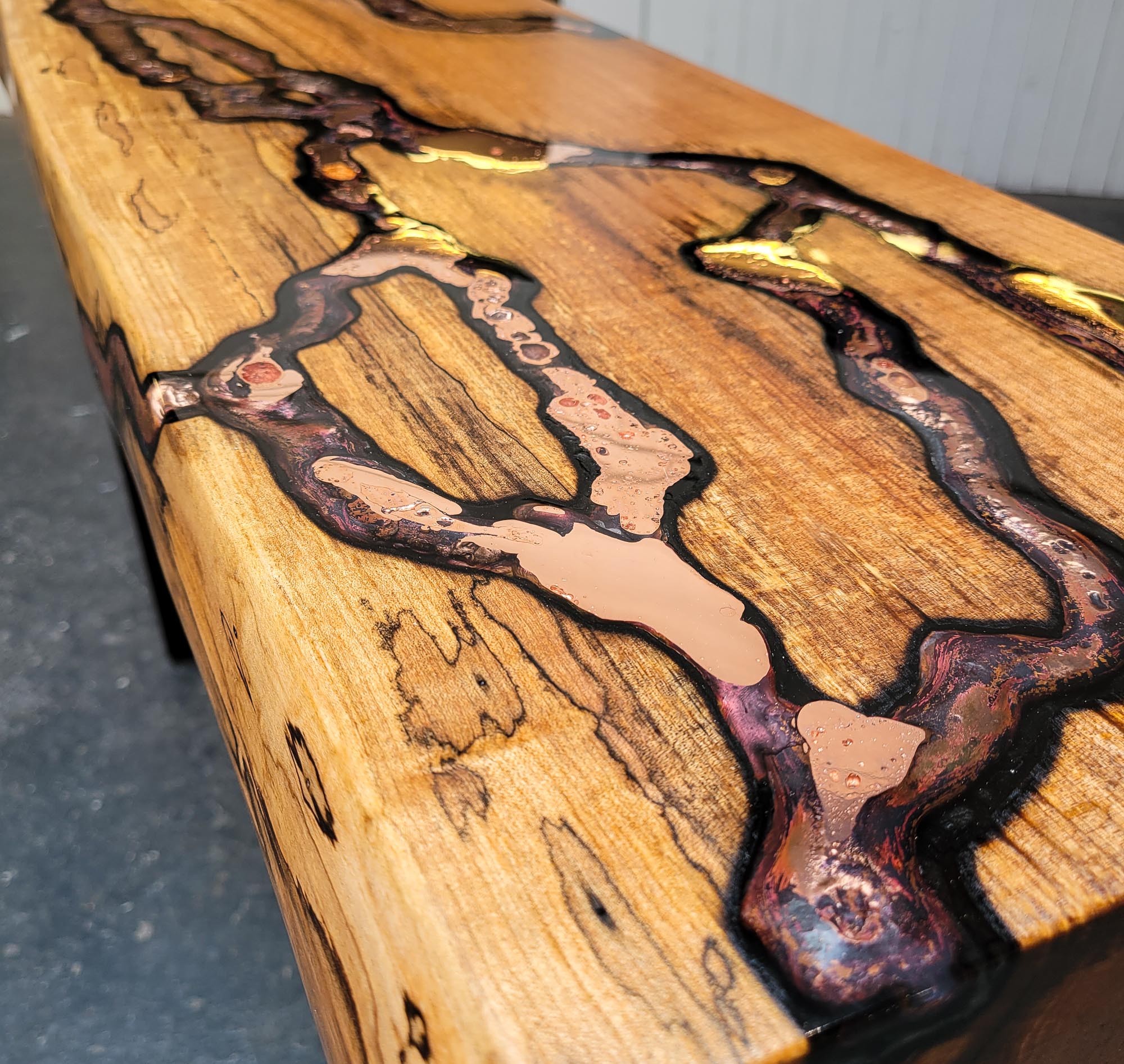 Molten Copper River & Maple Console Table | Untreated Art
